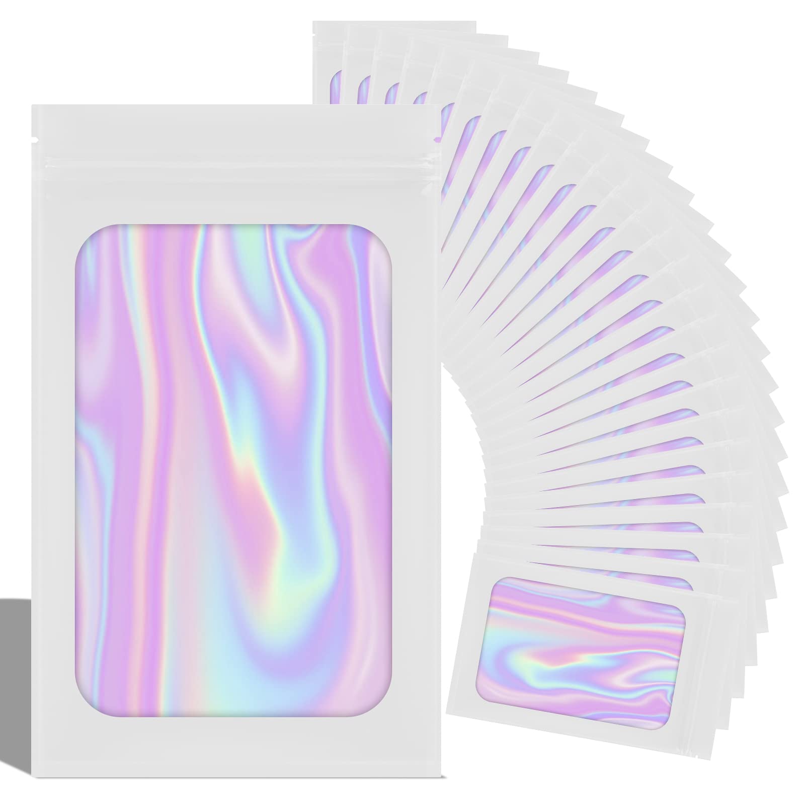 100 Pieces Smell Proof Mylar Bags, 3.5×4.7 inch Resealable Mylar Food Storage Bags with Clear Window for Party Favours Food Self Sealing Storage Supplies Jewelry Electronics
