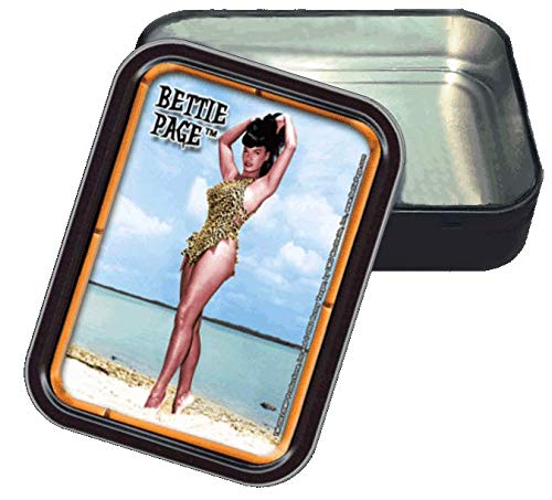 Stash Tins Beach Bettie Page Storage Container 4.37" L x 3.5" W x 1" H