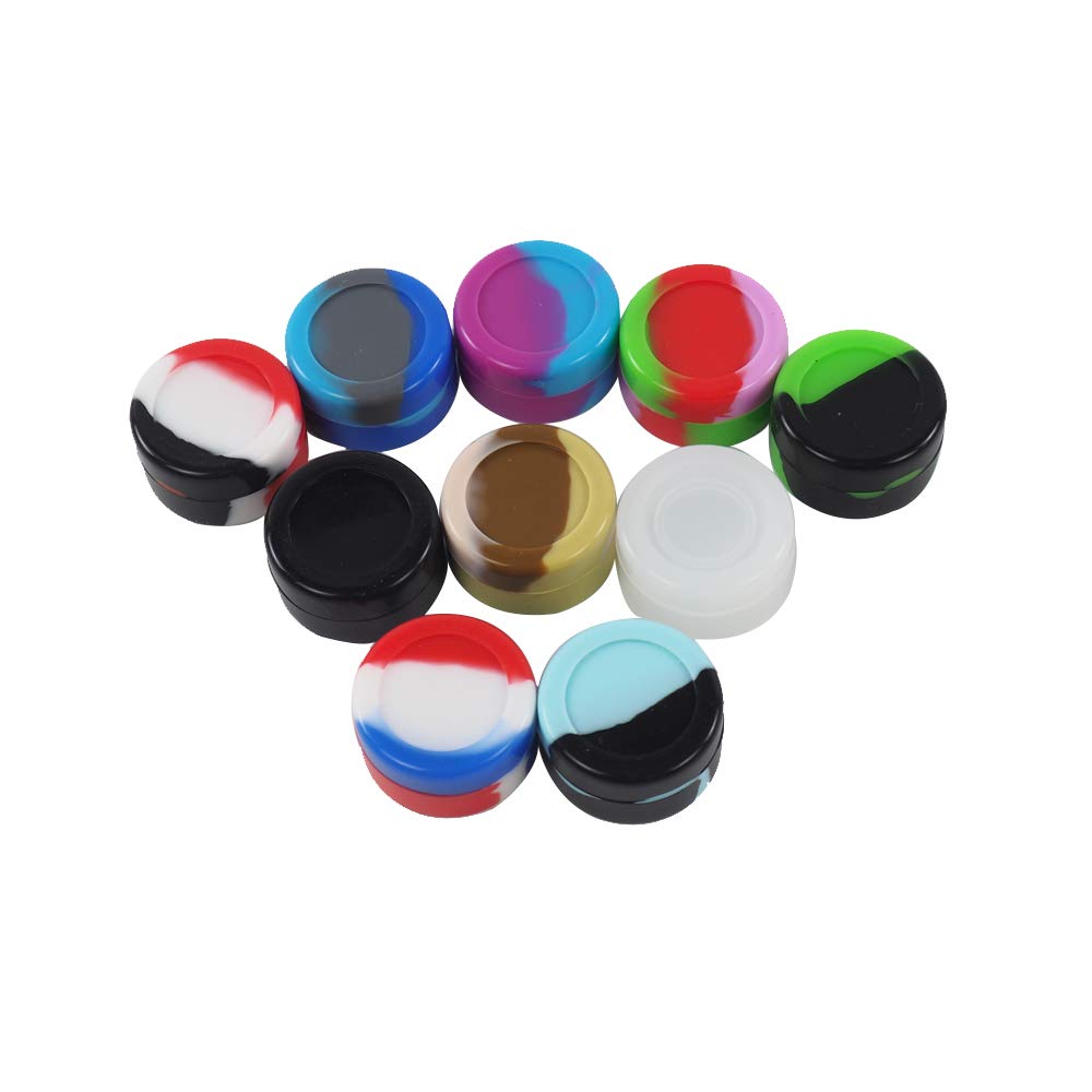 TOPJAR 10pcs 5ml Silicone Container Non Stick Cylindrical Box Multi Use Storage Oil Jar Assorted Color