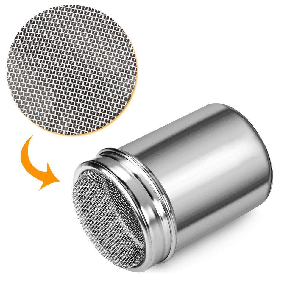 Accmor 2pcs Powder Sugar Shaker Duster, Stainless Steel Powder Sugar Shaker with Lid, Sifter For Cinnamon Sugar Pepper Powder Cocoa Flour
