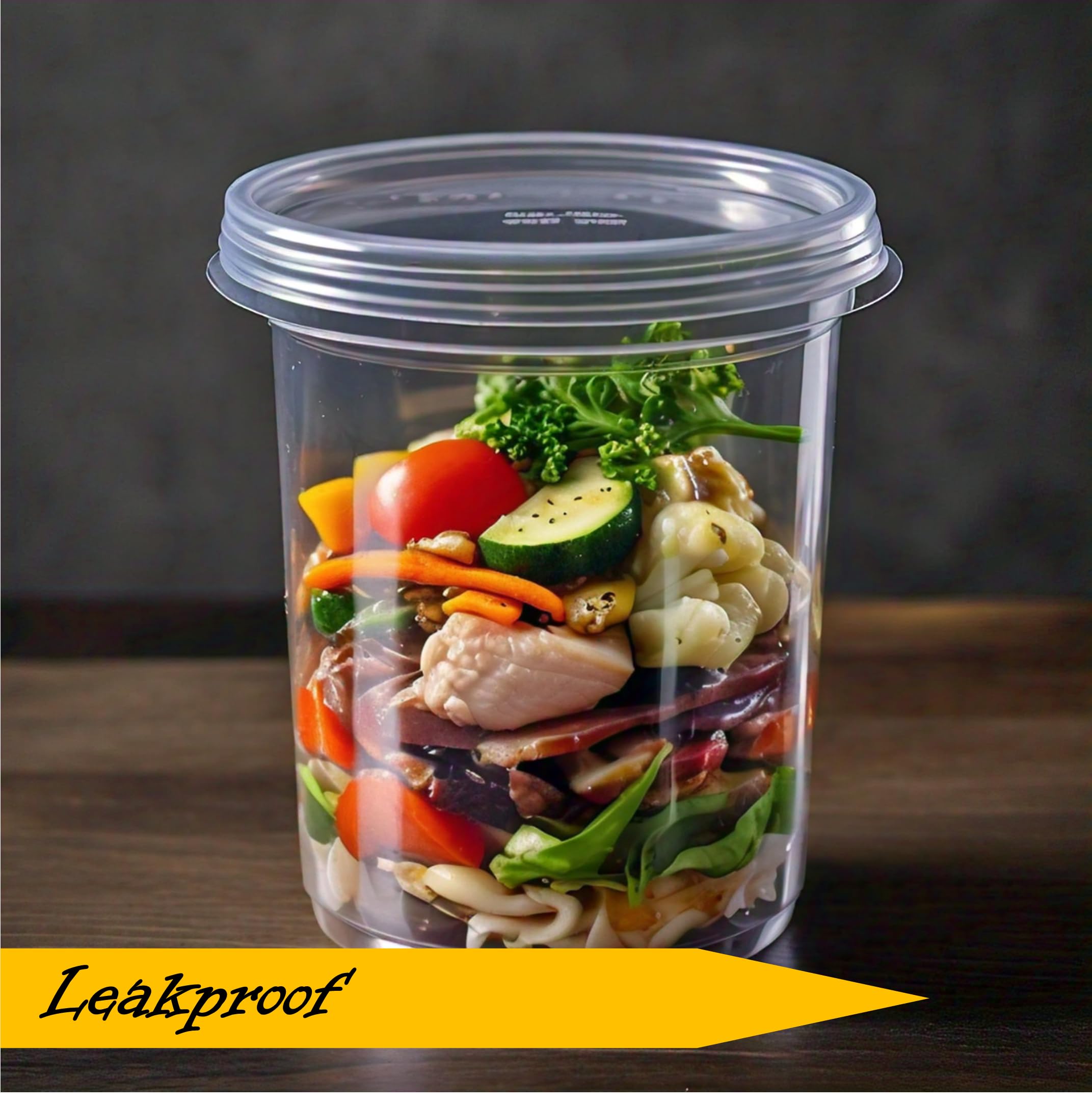 Mr Miracle Deli Containers with Lids - 12 Pack of 32 oz Clear Airtight Reusable Plastic Food and Multi-Purpose Containers - Microwave, Freezer, and Dishwasher Safe