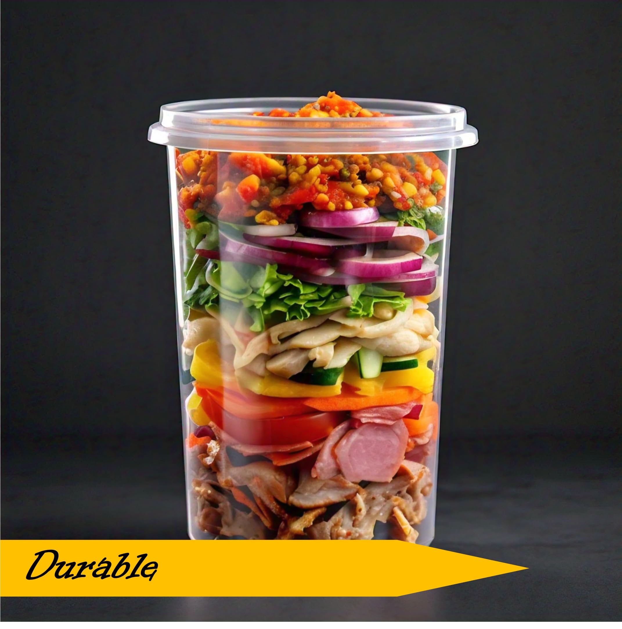 Mr Miracle Deli Containers with Lids - 12 Pack of 32 oz Clear Airtight Reusable Plastic Food and Multi-Purpose Containers - Microwave, Freezer, and Dishwasher Safe