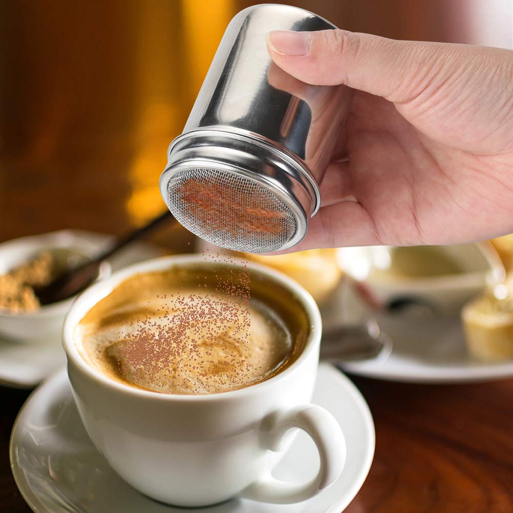Accmor 2pcs Powder Sugar Shaker Duster, Stainless Steel Powder Sugar Shaker with Lid, Sifter For Cinnamon Sugar Pepper Powder Cocoa Flour