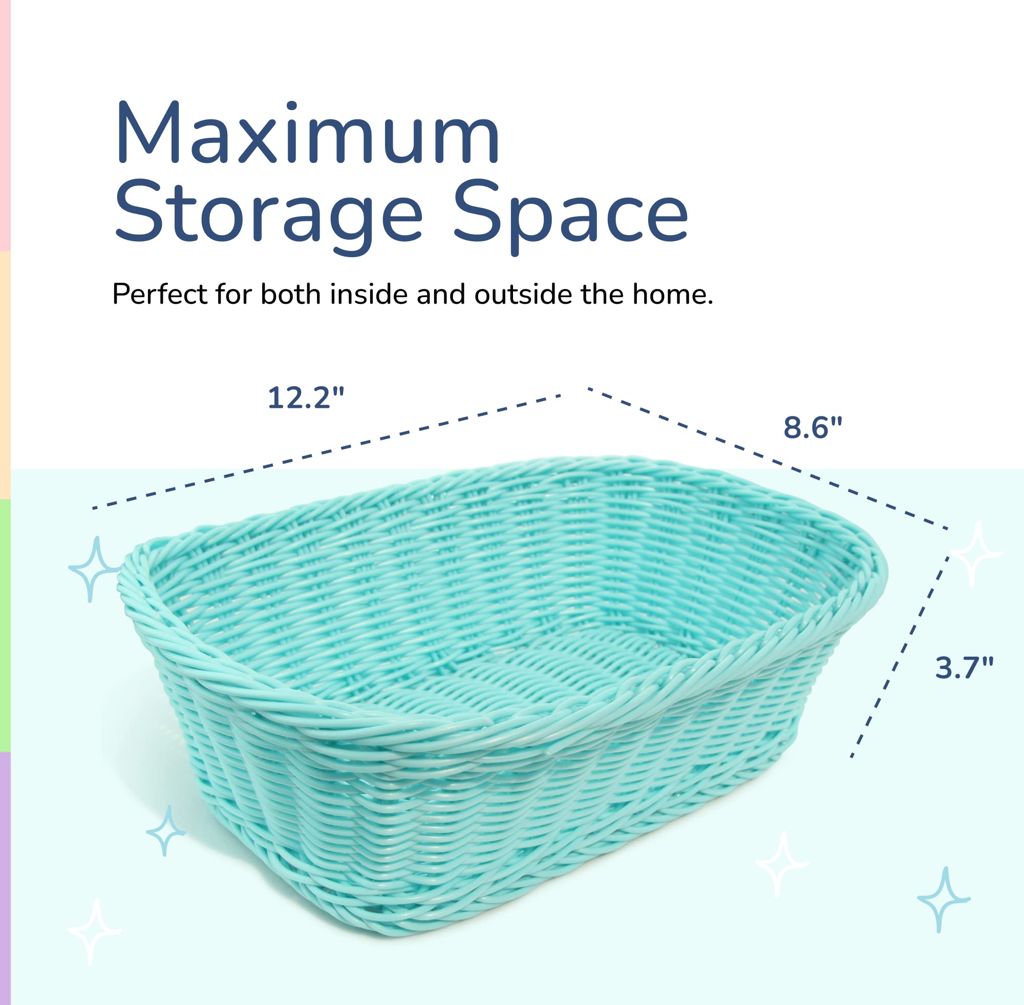 Colorbasket Hand Woven Waterproof Rectangular Basket, Sky Blue