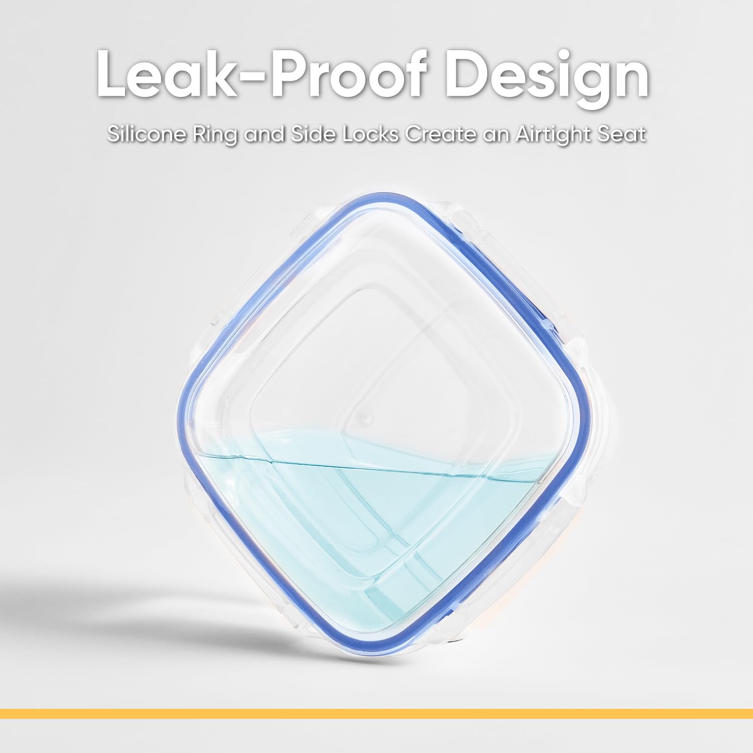 Superio Sealed Plastic Food Storage Container - Airtight, Leakproof Meal Prep Containers with Easy Snap Lid- Microwave and Freezer Safe- Square (6)