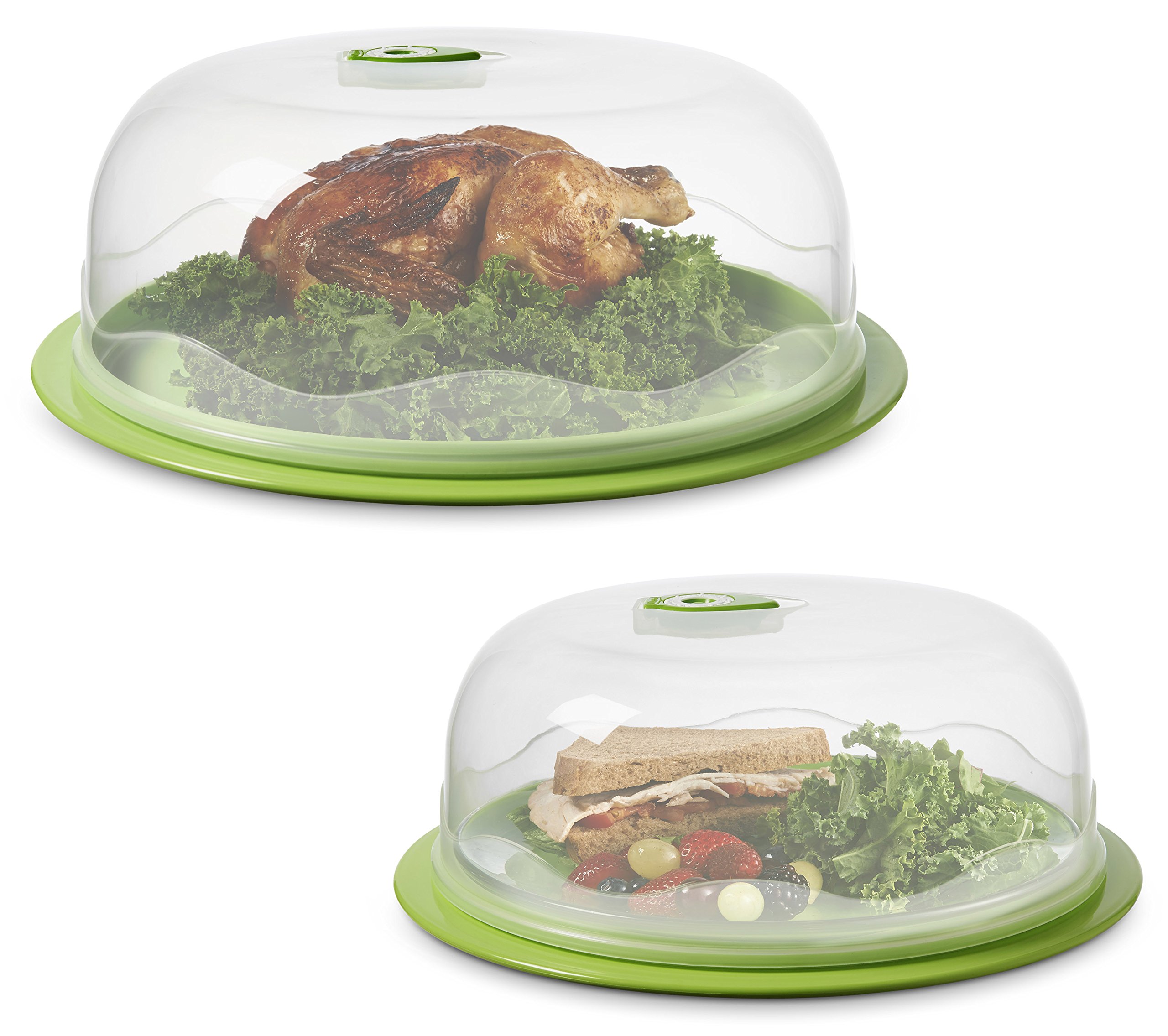 Ozeri INSTAVAC Ready-Serve Domed Food Storage Container, BPA-Free 4-Piece Nesting Set with Vacuum Seal