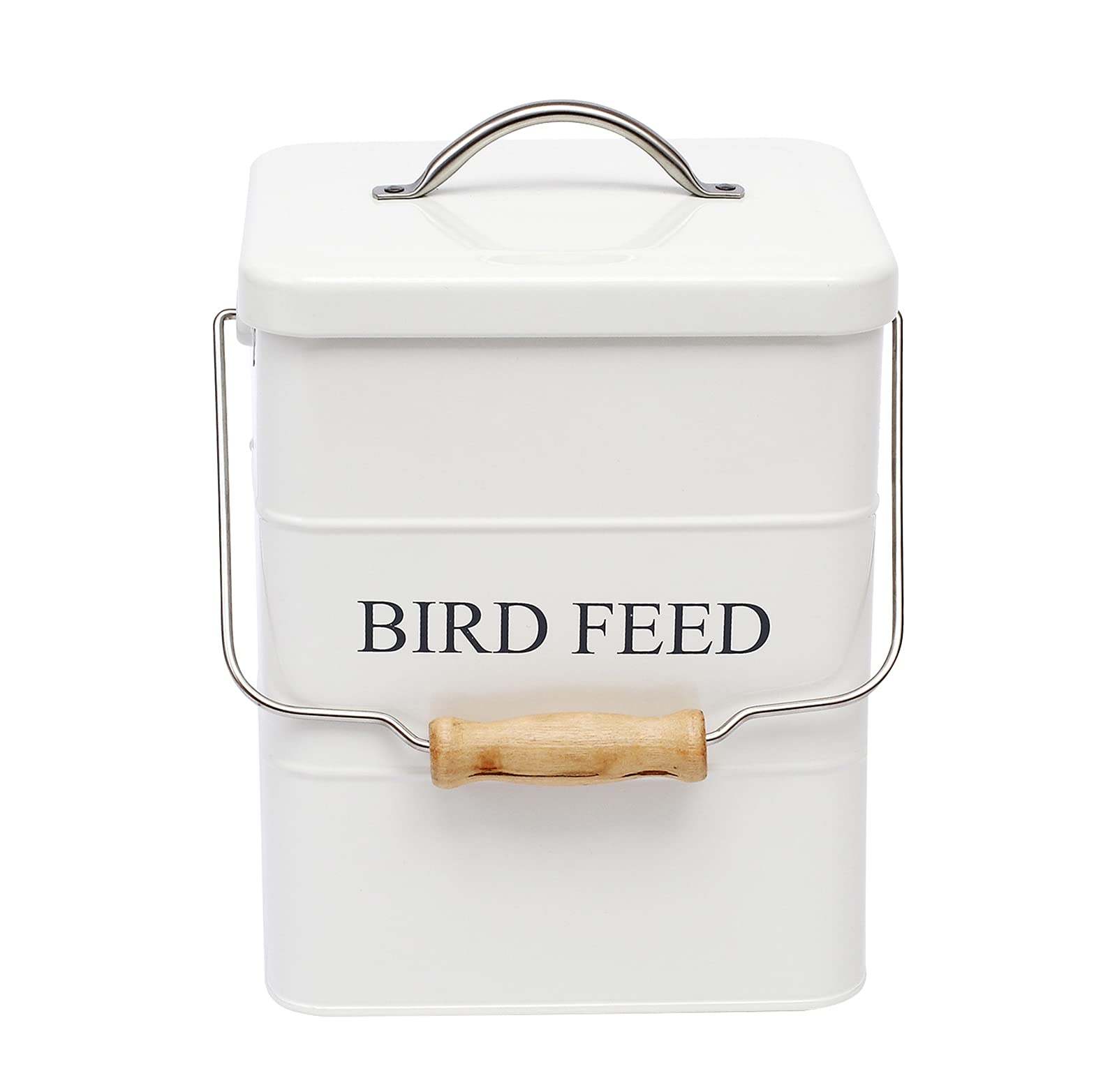 Morezi Bird Seed and Feed Storage tin with lid Included - White-Coated Carbon Steel - Tight Fitting lids - Storage Canister tins - White