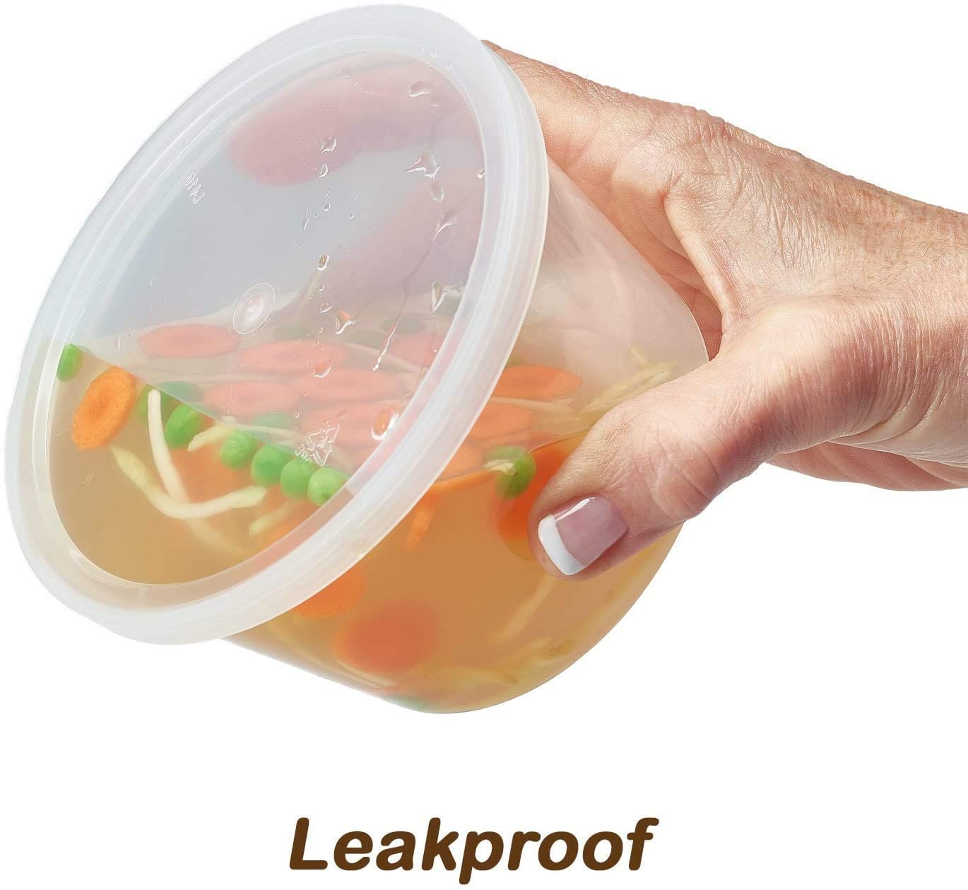Nicole Fantini Deli Containers with Lids 16oz - Disposable Leakproof Food Storage Cups - Microwaveable Takeout Food Storage Containers Container - Set of 48