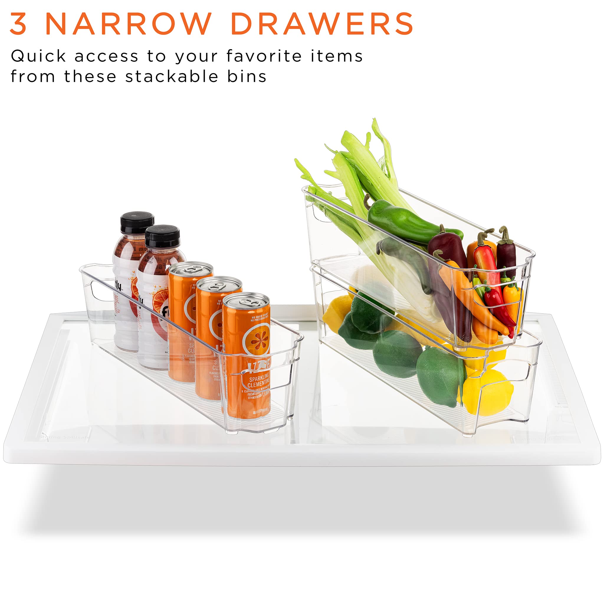 Sorbus Fridge Bins and Freezer Bins Refrigerator Organizer Stackable Food Storage Containers BPA-Free Drawer Organizers for Refrigerator Freezer and Pantry (Pack of 8)