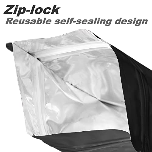 BAAGGNAA 110 Pack Stand up Matte Metallic Ziplock Bags with Clear Front Window Heat-Sealable Resealable Solid Color Pouches for Food Storage Containers Organizer(Black,6.3 * 9.4 inch,Pack of 110)