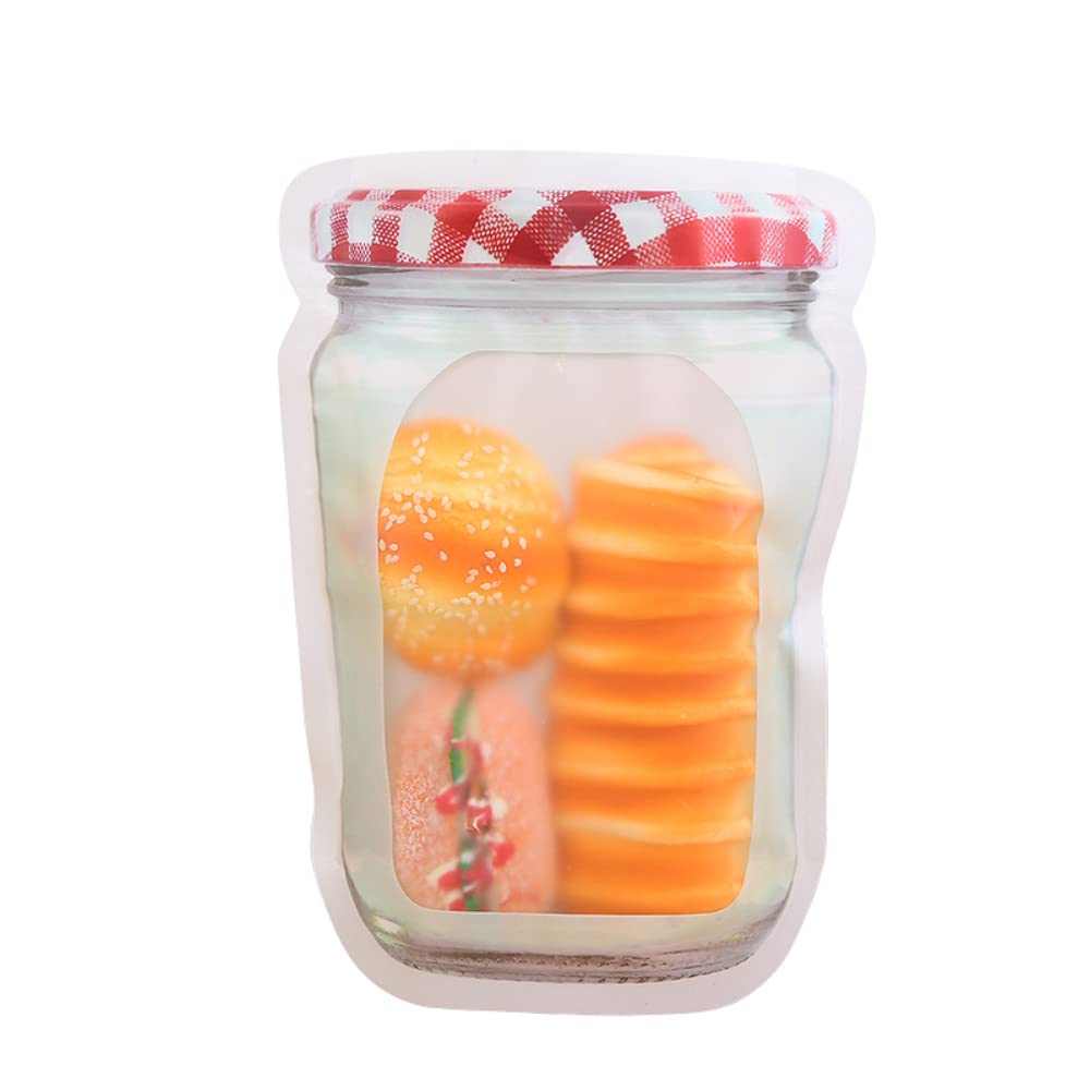 100 Pieces Mason Jar Bottle Ziplock Bag Creative Zipper Packaging Bag Food Storage Stand Up Pouch Bags (4.25x6.06 Inch)