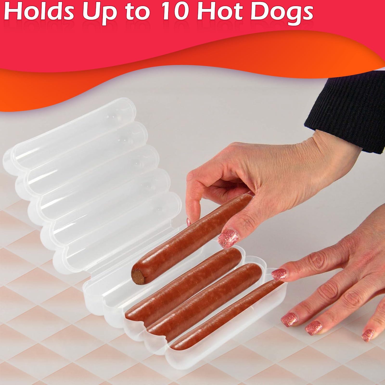 Home-X Hot Dog Keeper – Convenient, BPA-Free, Clear Hot Dog Container – Compact & Airtight Storage Container for Freshness – Leak-proof, Hinged Lid Sausage Storage Container - Holds Upto 10 Hot Dogs