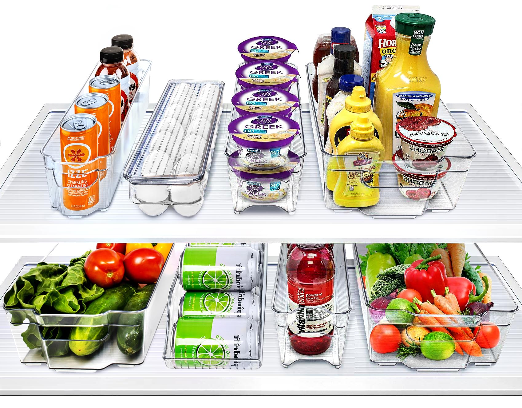 Sorbus Fridge Bins and Freezer Bins Refrigerator Organizer Stackable Food Storage Containers BPA-Free Drawer Organizers for Refrigerator Freezer and Pantry (Pack of 8)