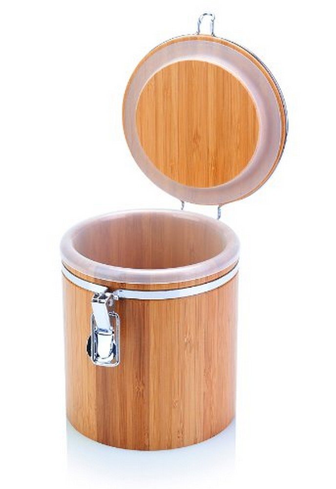 JapanBargain 4093, Airtight Bamboo Canister Kitchen Organizer Food Storage Container with Lid for Coffee Tea Sugar Candy Cereal 5.3X5.9 inch, Medium