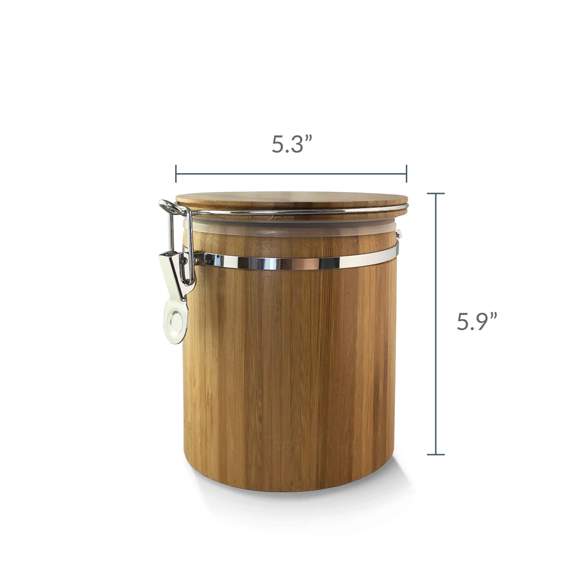 JapanBargain 4093, Airtight Bamboo Canister Kitchen Organizer Food Storage Container with Lid for Coffee Tea Sugar Candy Cereal 5.3X5.9 inch, Medium