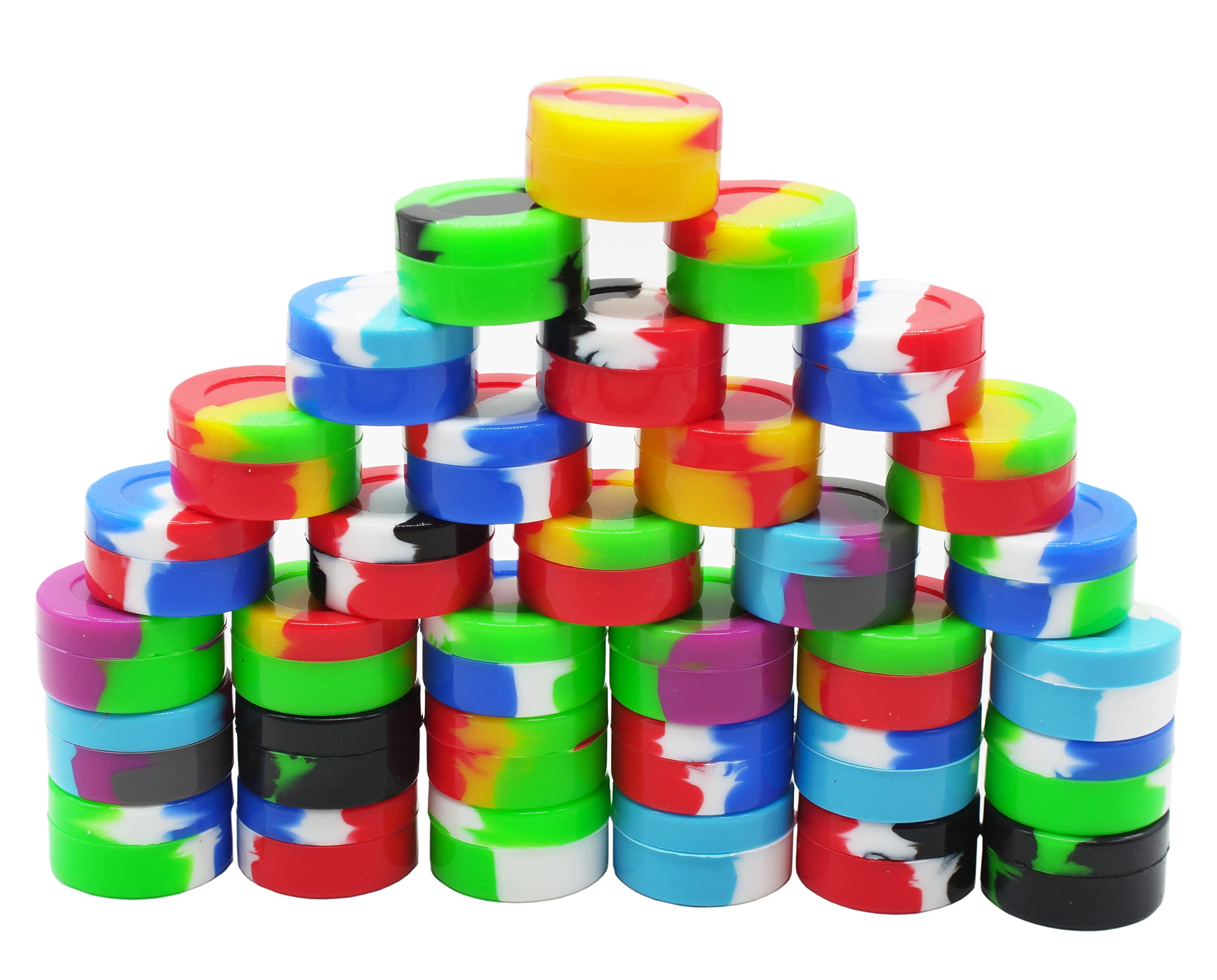 Pearwell 7ml Non-stick Silicone Wax Containers Concentrate Sealed Oil Jars Multi Use (50), Multicolor