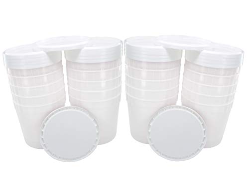 Poly Farm 2.5 Gallon Semi-transparent Ice Cream Tub with Lid (White Lid, 20)