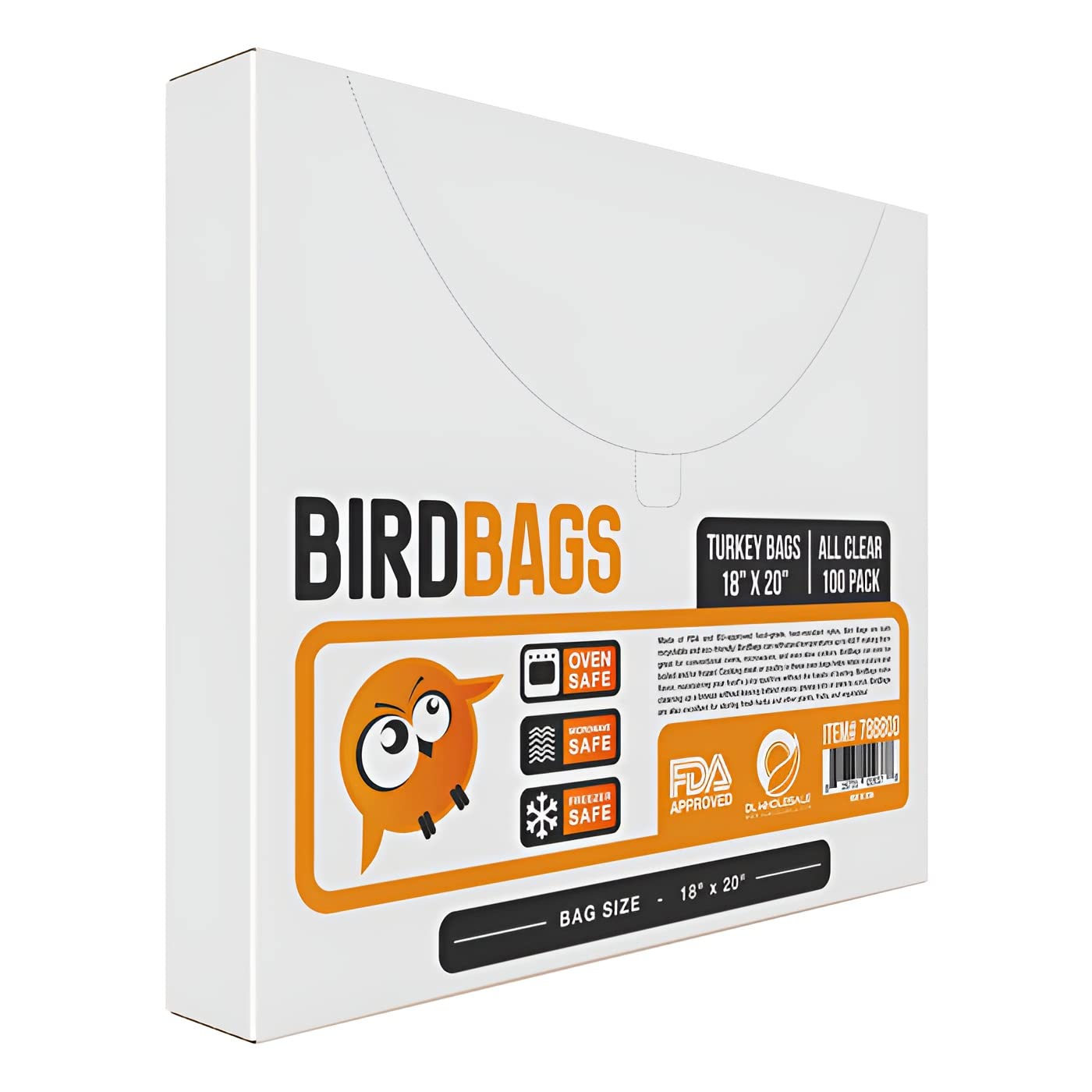 BirdBags Turkey Bags, 18” x 20” 100 Pack, USA & EU-Approved, Freezer Safe, Oven Safe, Great Heat-Safe 450*F Cooking Bags for Oven & Turkey Brining, Heavy Duty Oven Bags for Turkey