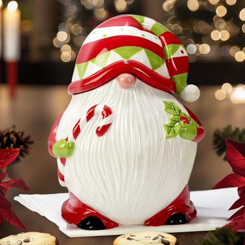Certified International Holiday Magic Gnomes 3-D Cookie Jar, 64 oz, Multicolor