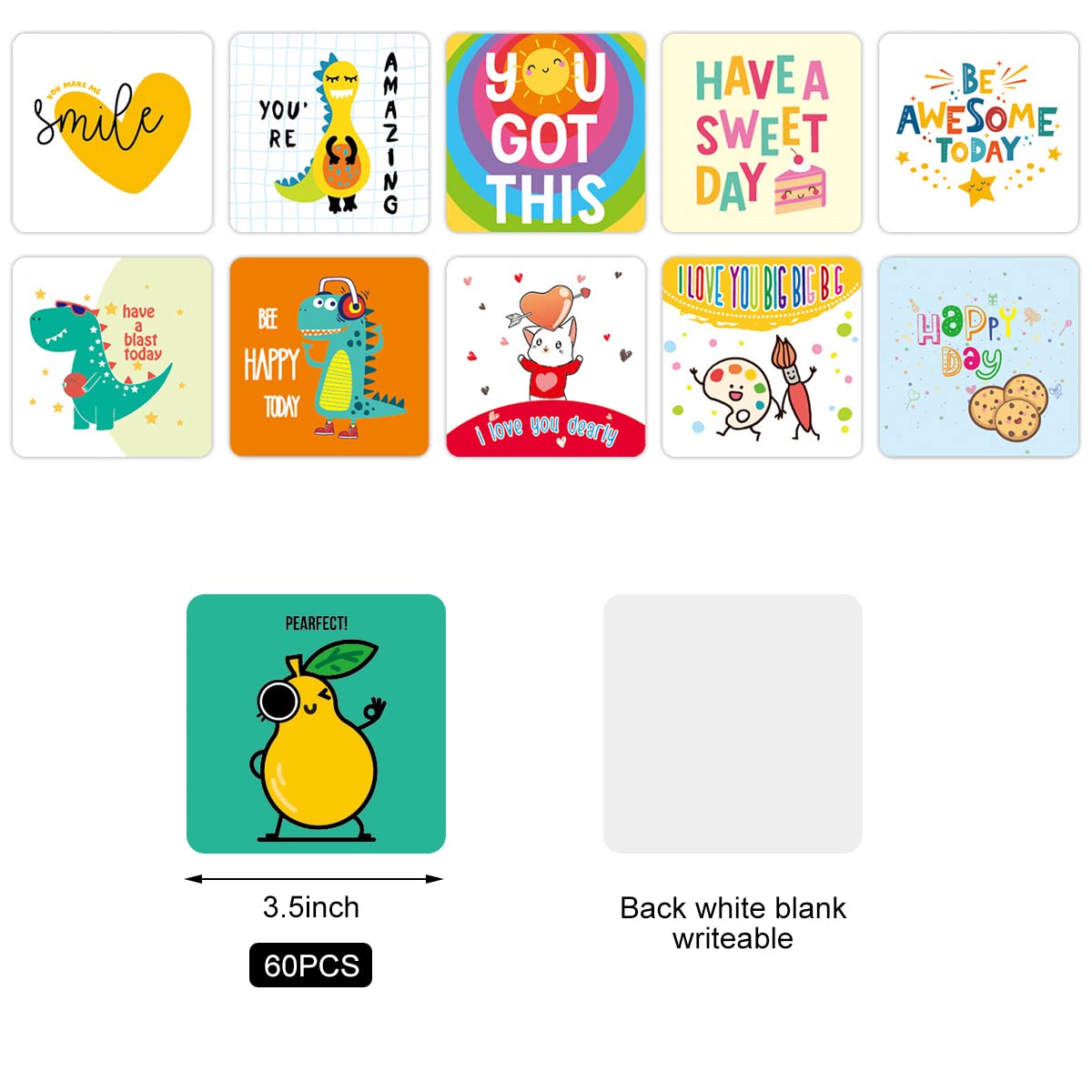 Fantasyon Lunch Box Notes for Kids, 60 Pcs Cute Positive Affirmation Lunch Box Cards for Kindergarten Kids, Inspirational and Motivational Love Lunchbox Notes for Boys Girls