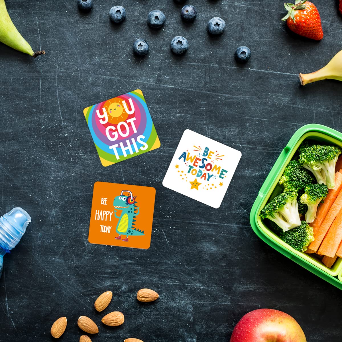 Fantasyon Lunch Box Notes for Kids, 60 Pcs Cute Positive Affirmation Lunch Box Cards for Kindergarten Kids, Inspirational and Motivational Love Lunchbox Notes for Boys Girls