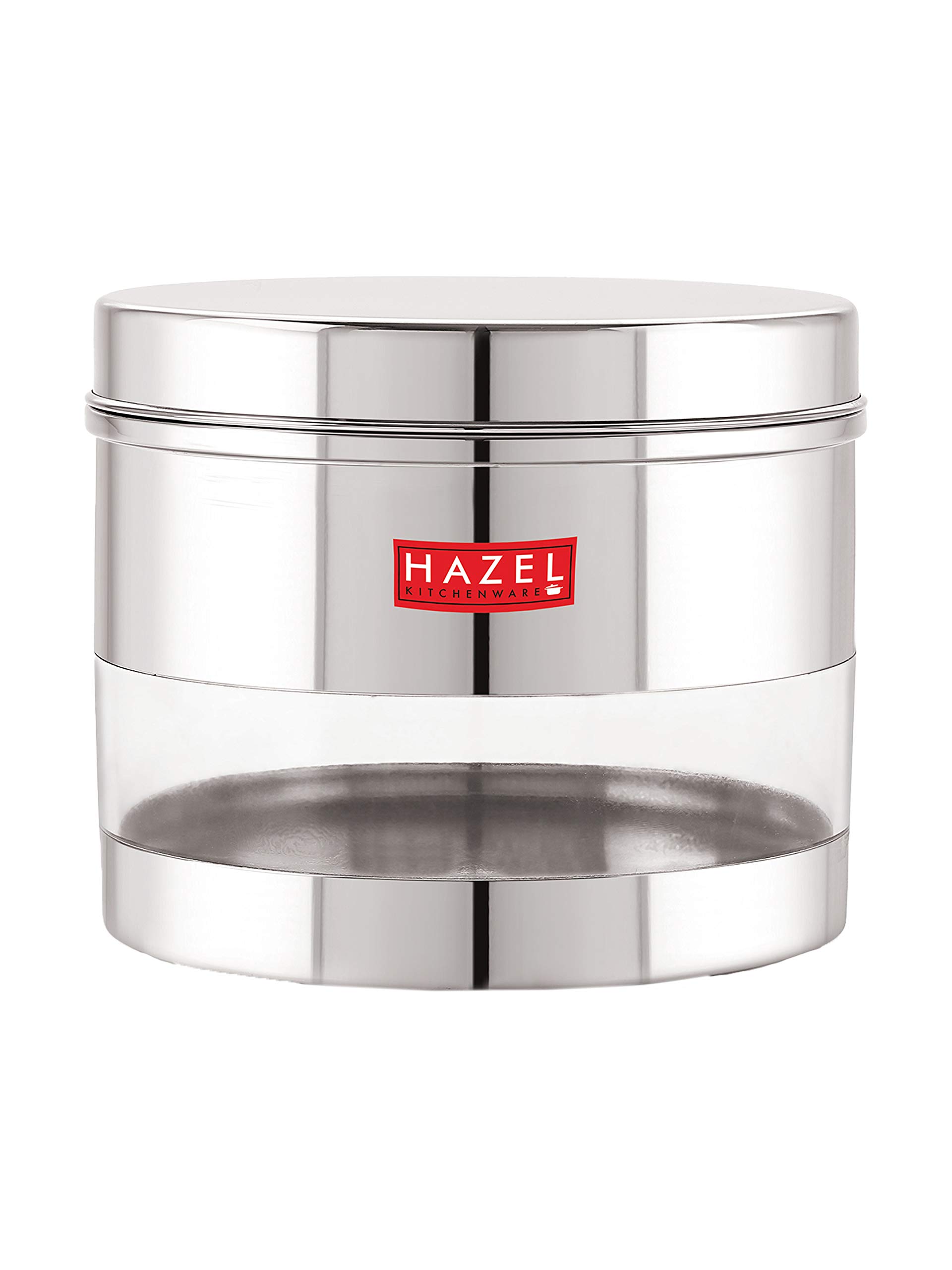 HAZEL Stainless Steel Containers Set For Kitchen Storage Transparent See Through Glossy Finish Storage Jars Dabba, Set of 6, 1500 ML Each, Silver