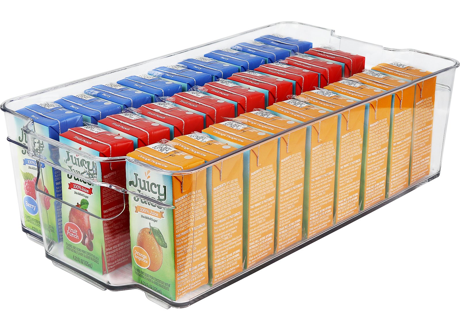 Greenco Clear Stackable Organizer Containers with Handles for Refrigerator Freezer Pantry Cabinets, Wide Storage Bins for Kitchens, Bathrooms, and Closets, 14.8" x 8.3"x 3.75"