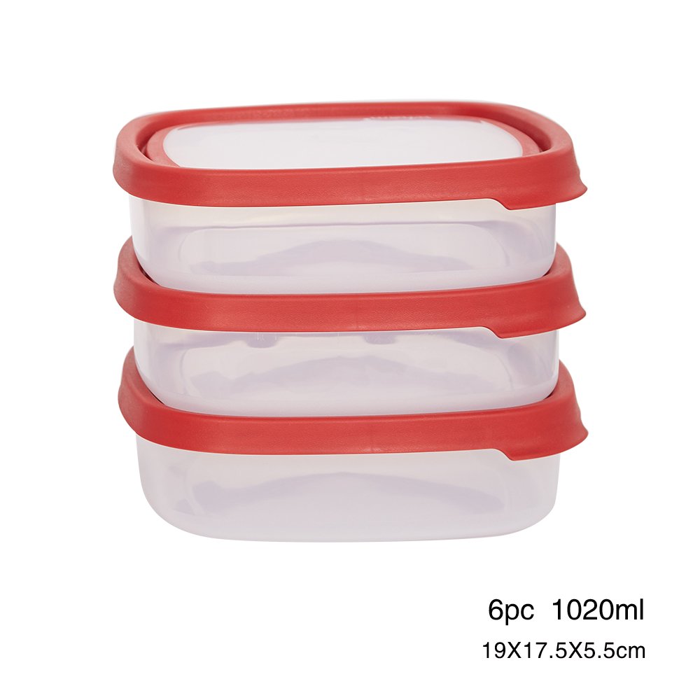 Wham 6PCS BPA Free Reusable Plastic Container Food Saving Storage Set Safe Food Box Set - Airtight, Leakproof, Microwave, Freezer & Dishwasher Safe, Set of 3, (4 Cup)