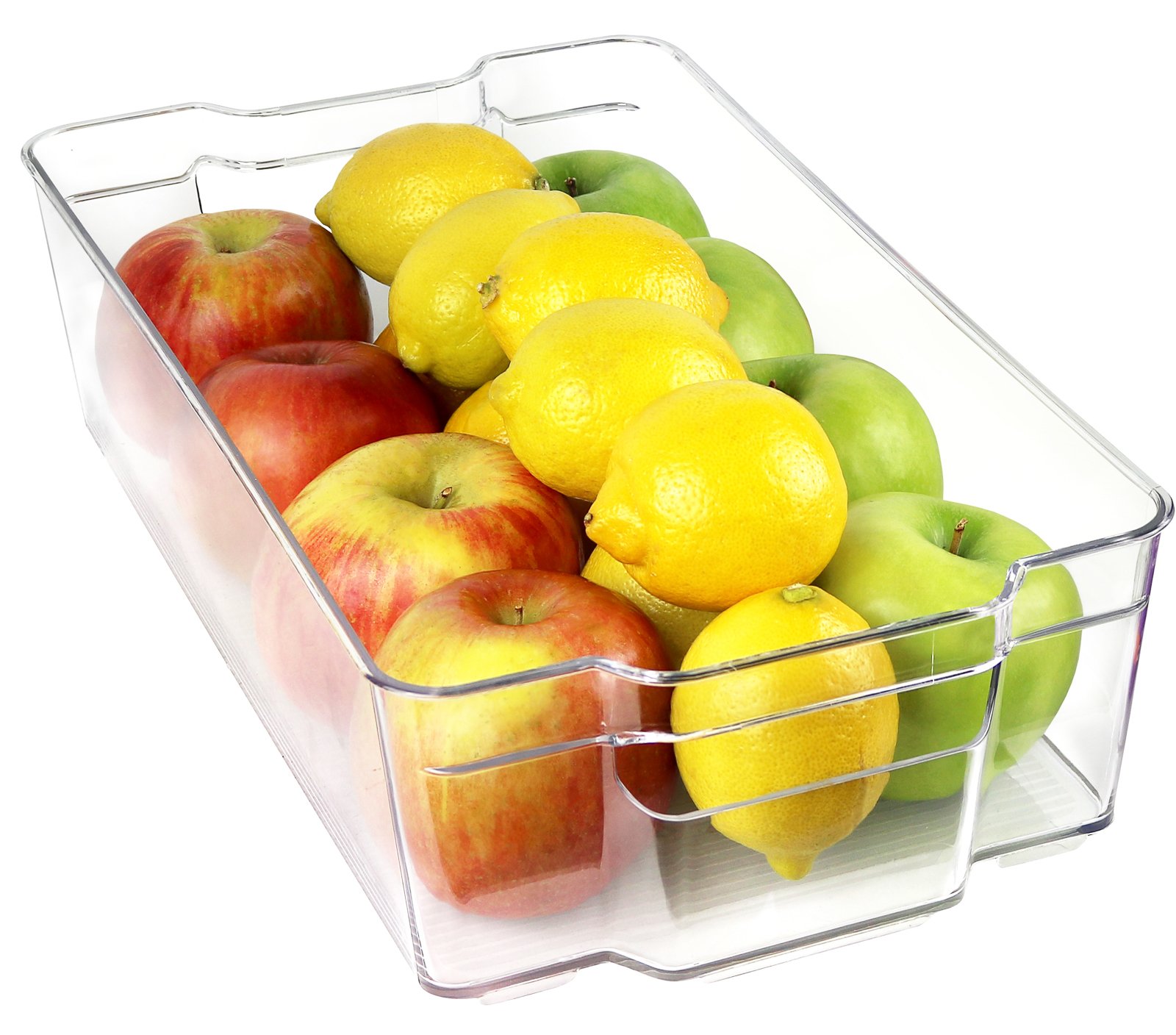Greenco Clear Stackable Organizer Containers with Handles for Refrigerator Freezer Pantry Cabinets, Wide Storage Bins for Kitchens, Bathrooms, and Closets, 14.8" x 8.3"x 3.75"