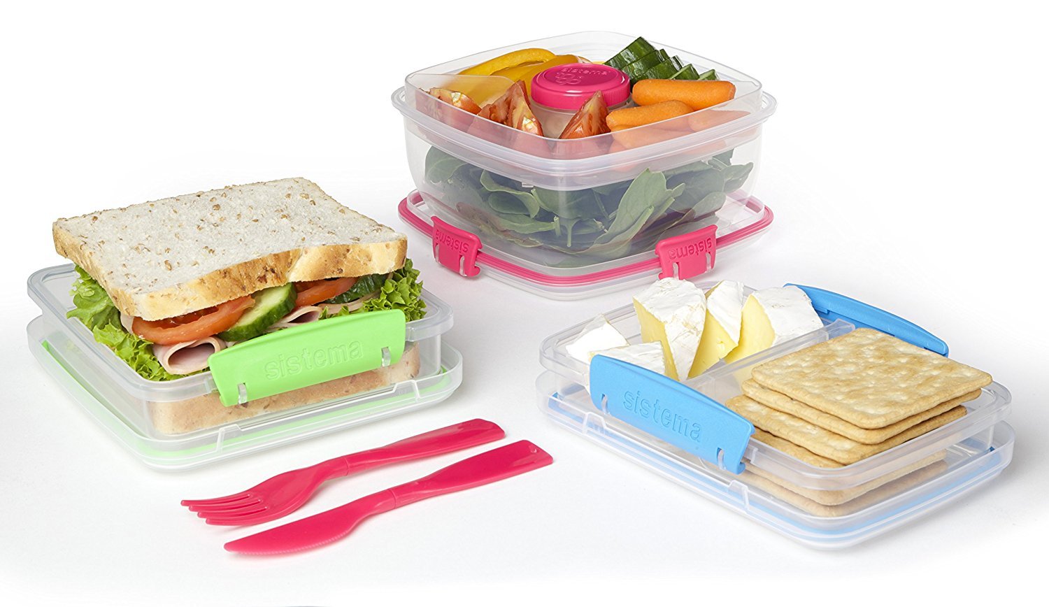 Sistema To Go Collection Sandwich Box Food Storage Container, 15.2 oz, Minty Teal