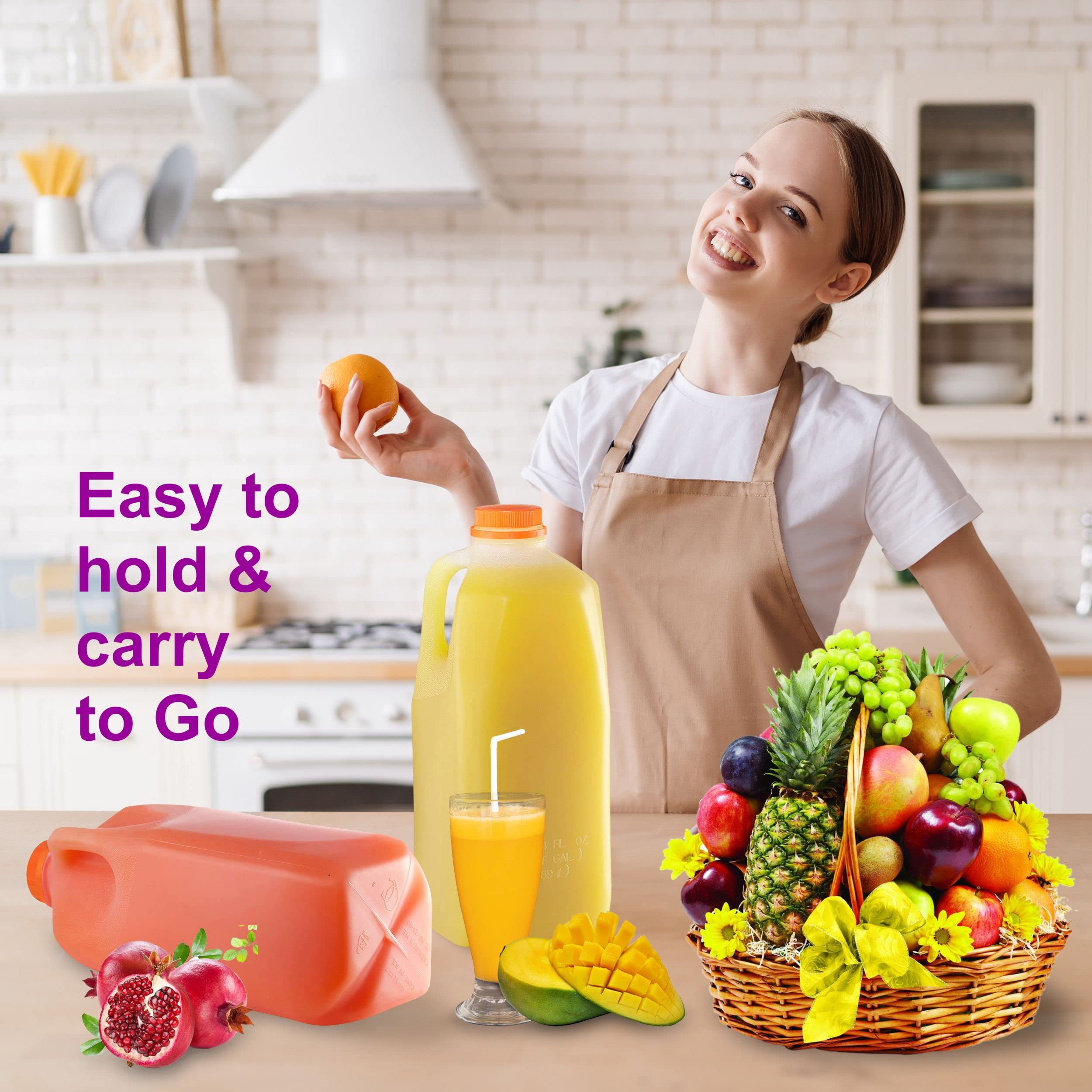 EcoQuality Empty Plastic Juice Bottles with Tamper Evident Caps 64 OZ - Half Gallon, Smoothie Bottles - Ideal for Juices, Milk, Smoothies, Picnic's and even Meal Prep Juice Containers (10)