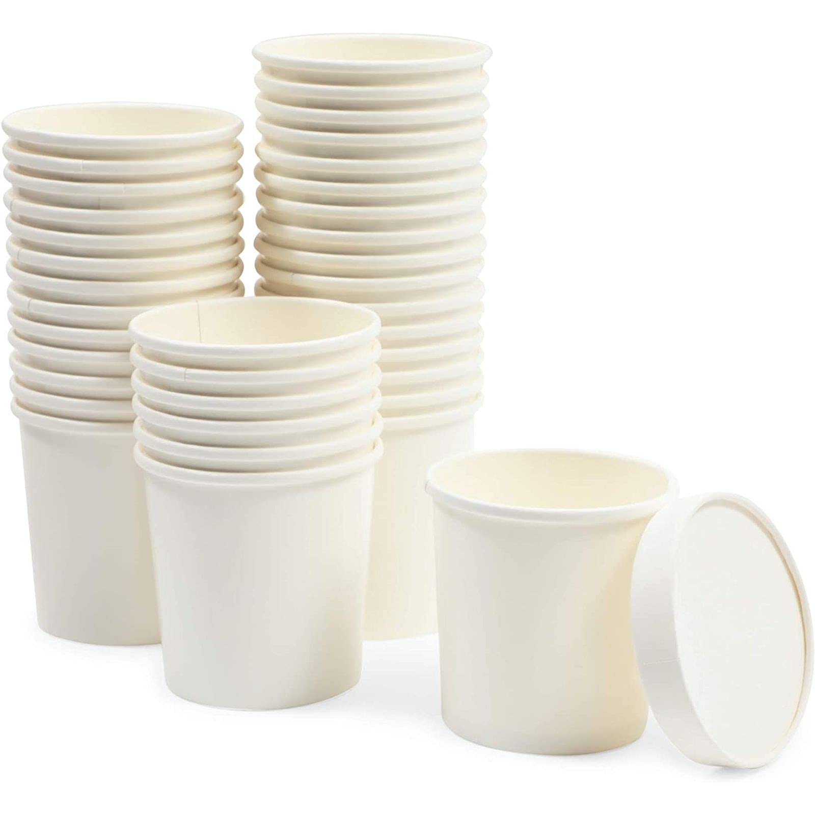 Juvale 36 Pack 16 oz Disposable Soup Containers with Lids, Take Out Cups for Hot or Cold Food to Go, Ice Cream Storage, White