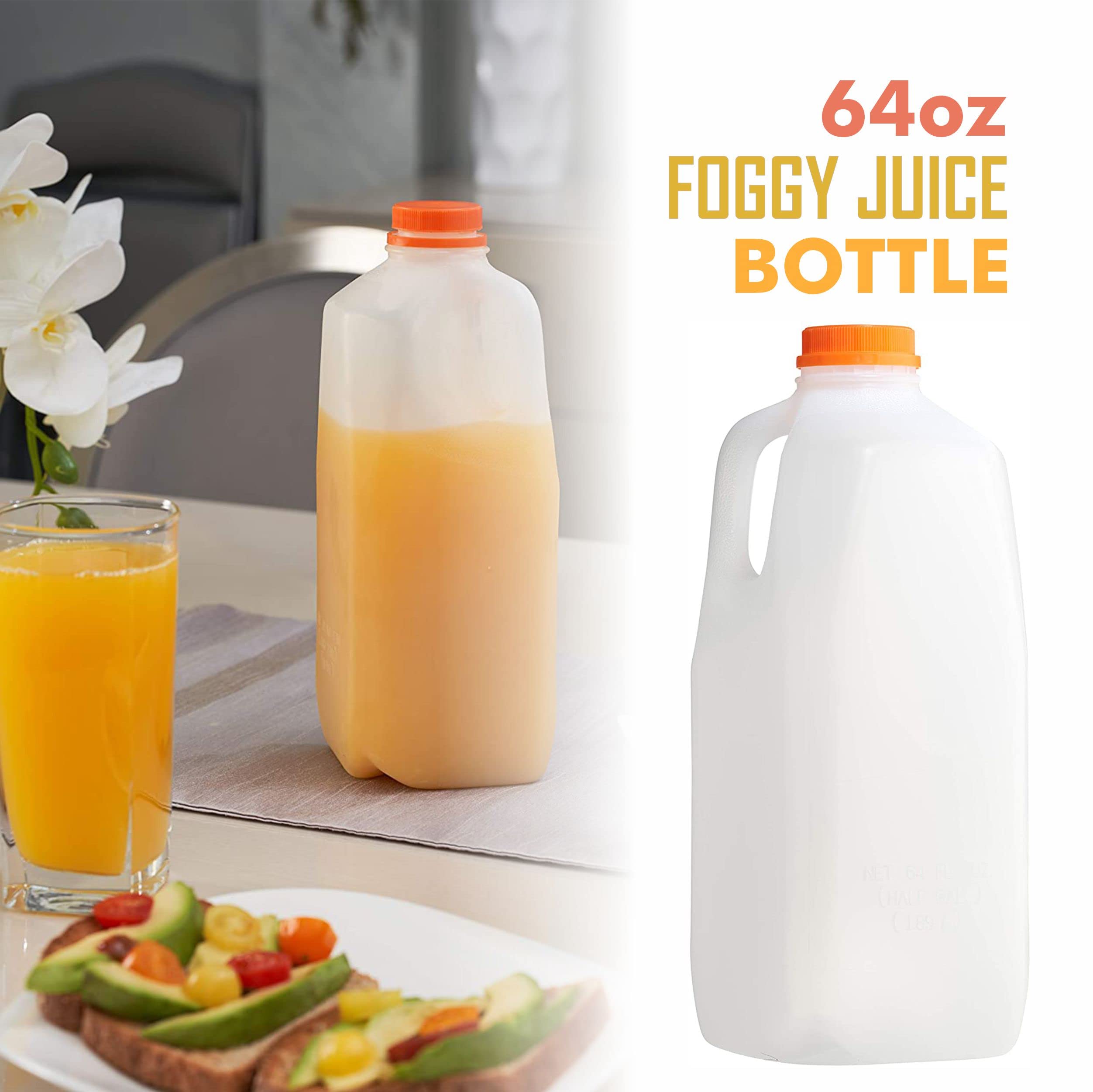 EcoQuality Empty Plastic Juice Bottles with Tamper Evident Caps 64 OZ - Half Gallon, Smoothie Bottles - Ideal for Juices, Milk, Smoothies, Picnic's and even Meal Prep Juice Containers (10)
