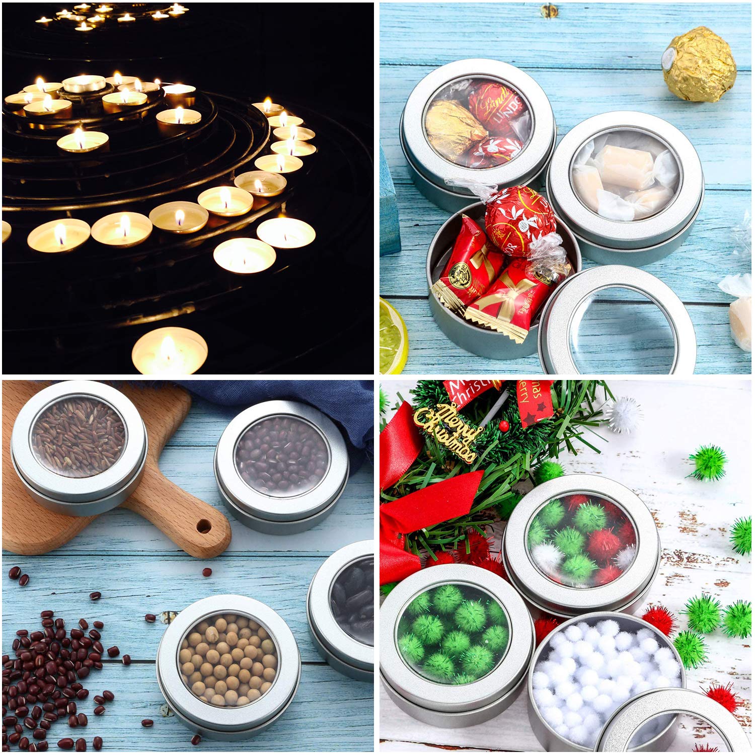 Lainrrew 15 Pack 2oz Metal Round Tins, Aluminum Empty Candle Tins with Screw Lid Small Storage Travel Tin Jars Containers for Spices, Candles, Arts & Crafts, Cosmetics (2oz)