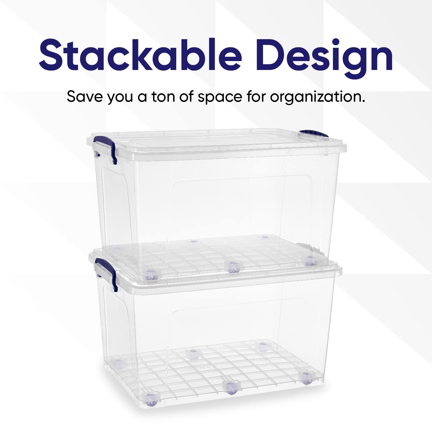 Superio 44 Qt Clear Plastic Storage Bin with Lid and Wheels, Non-Toxic, BPA Free, Odor Free, Organizer Storage Box, Stackable Plastic Tote for Home, Garage, Closet