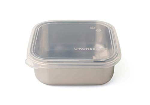 U Konserve Stainless Steel Food Storage Bento Box Container, Leak Proof Silicone Lid Dishwasher Safe - Plastic Free (15oz Clear)