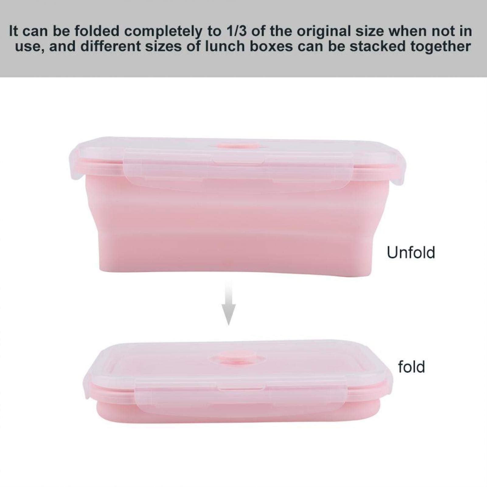 Haofy Silicone Food Storage Containers, Rectangle Lunch Boxes Collapsible Containers for Picnic Travel, Microwave Freezer Dishwasher (1200ml)