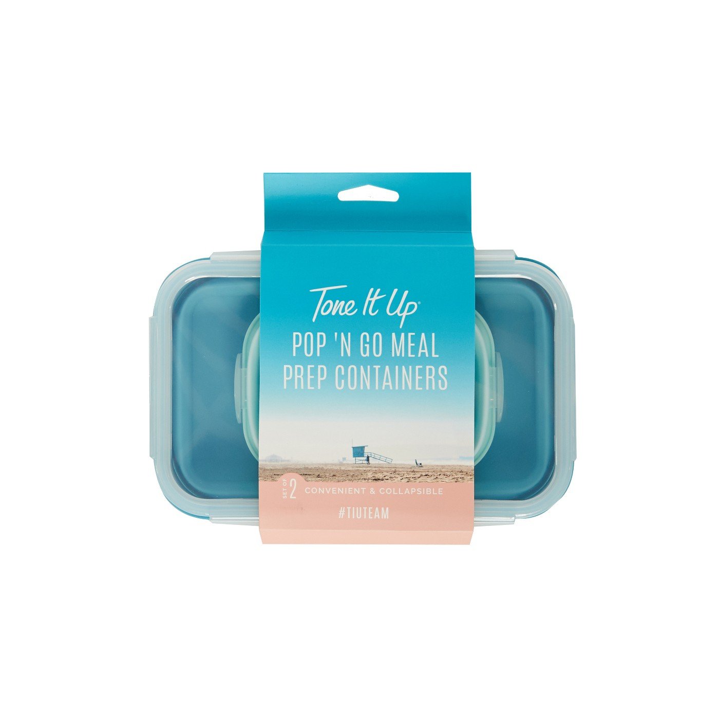 Tone It Up Meal Prep Collapsible Container Set 2pk - Dusty Blue