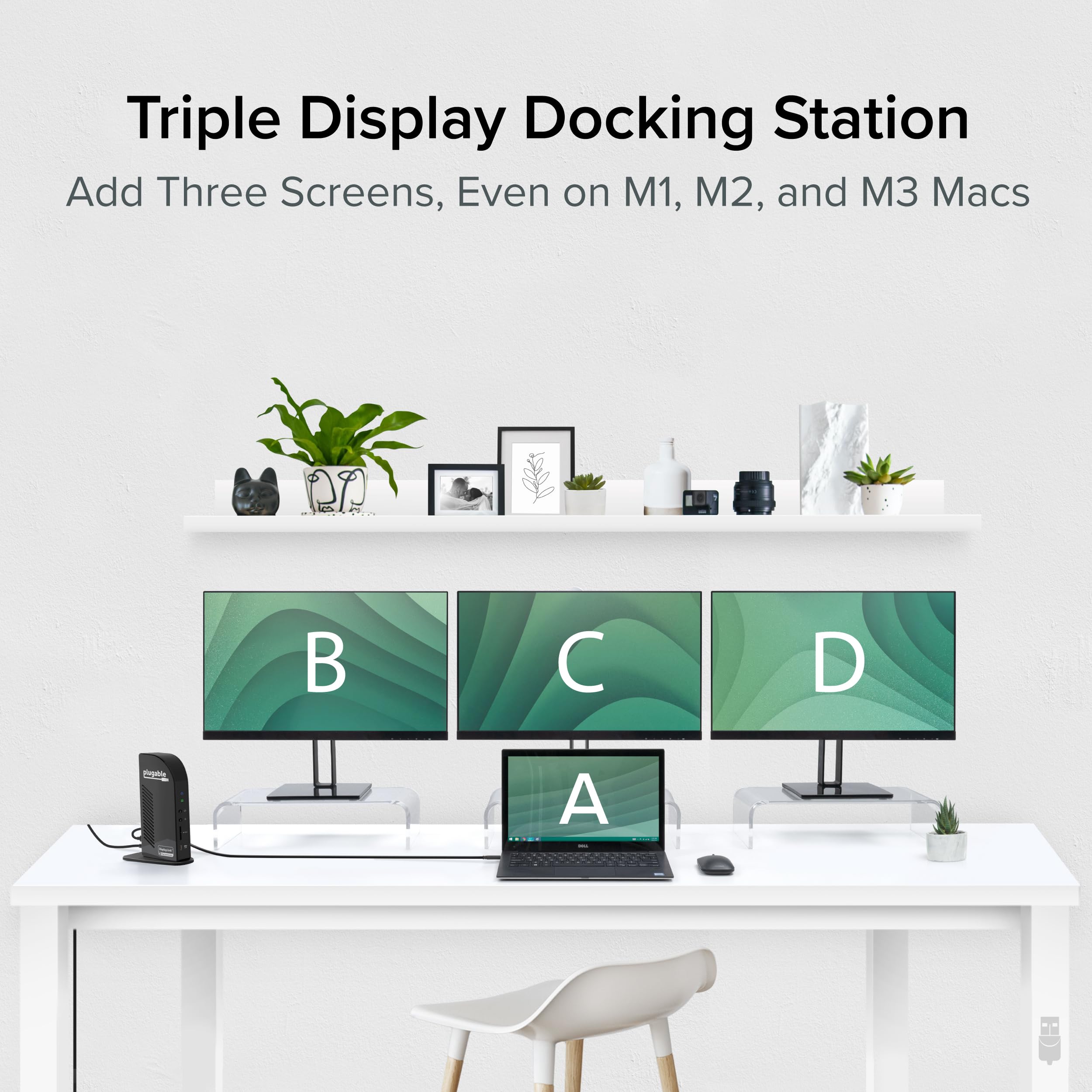 Plugable 13-in-1 USB-C Triple Monitor Docking Station, 100W Laptop Charging, DisplayLink Docking Station for Mac (Driver Req), Windows, Chrome (3 HDMI, 1 USB-C with 20W Charging, 4 USB, Ethernet, SD)