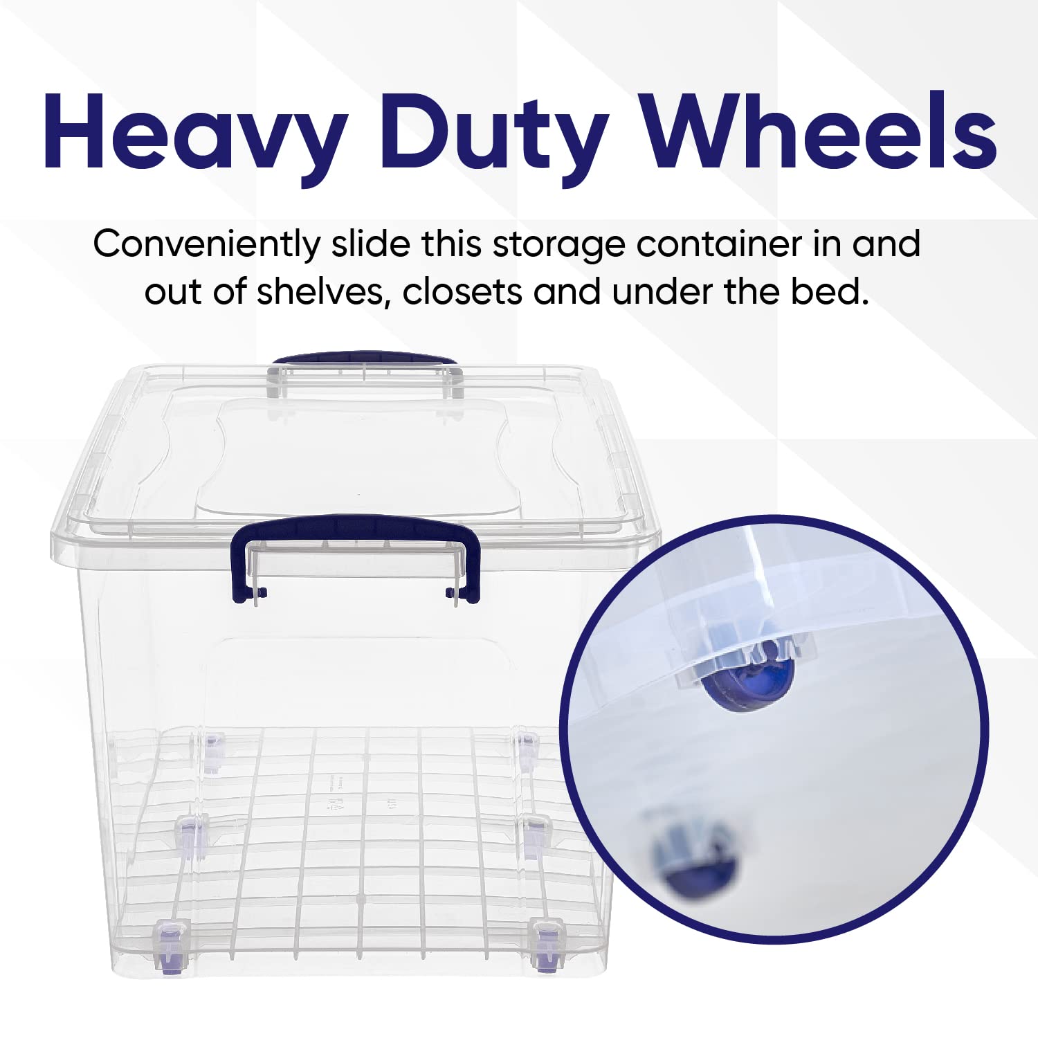 Superio 44 Qt Clear Plastic Storage Bin with Lid and Wheels, Non-Toxic, BPA Free, Odor Free, Organizer Storage Box, Stackable Plastic Tote for Home, Garage, Closet