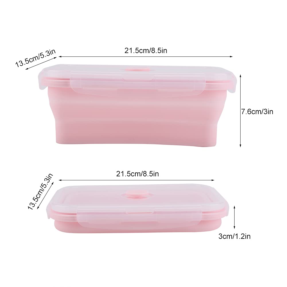 Haofy Silicone Food Storage Containers, Rectangle Lunch Boxes Collapsible Containers for Picnic Travel, Microwave Freezer Dishwasher (1200ml)