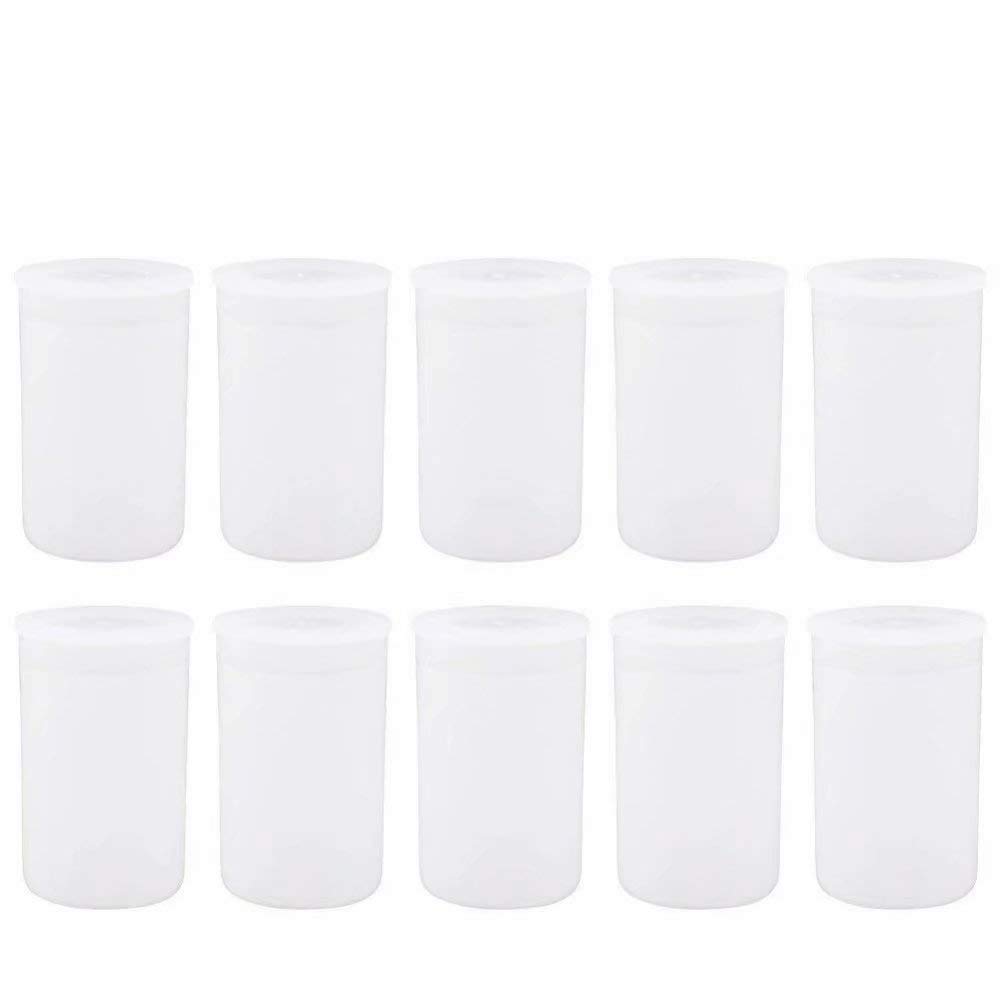 10Pack Film Canisters with Caps White Clear Plastic Empty Film Canister Case for Storing Small Accessories,Film,Keys,Coins,Art Beads Tiny Storage Containers