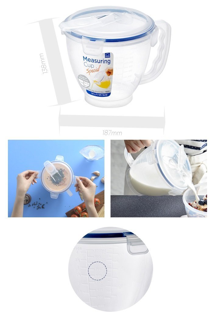 (Pack of 2) LOCK & LOCK SPECIAL Measuring Bowl with Handle 33.81-oz / 4.23-cup