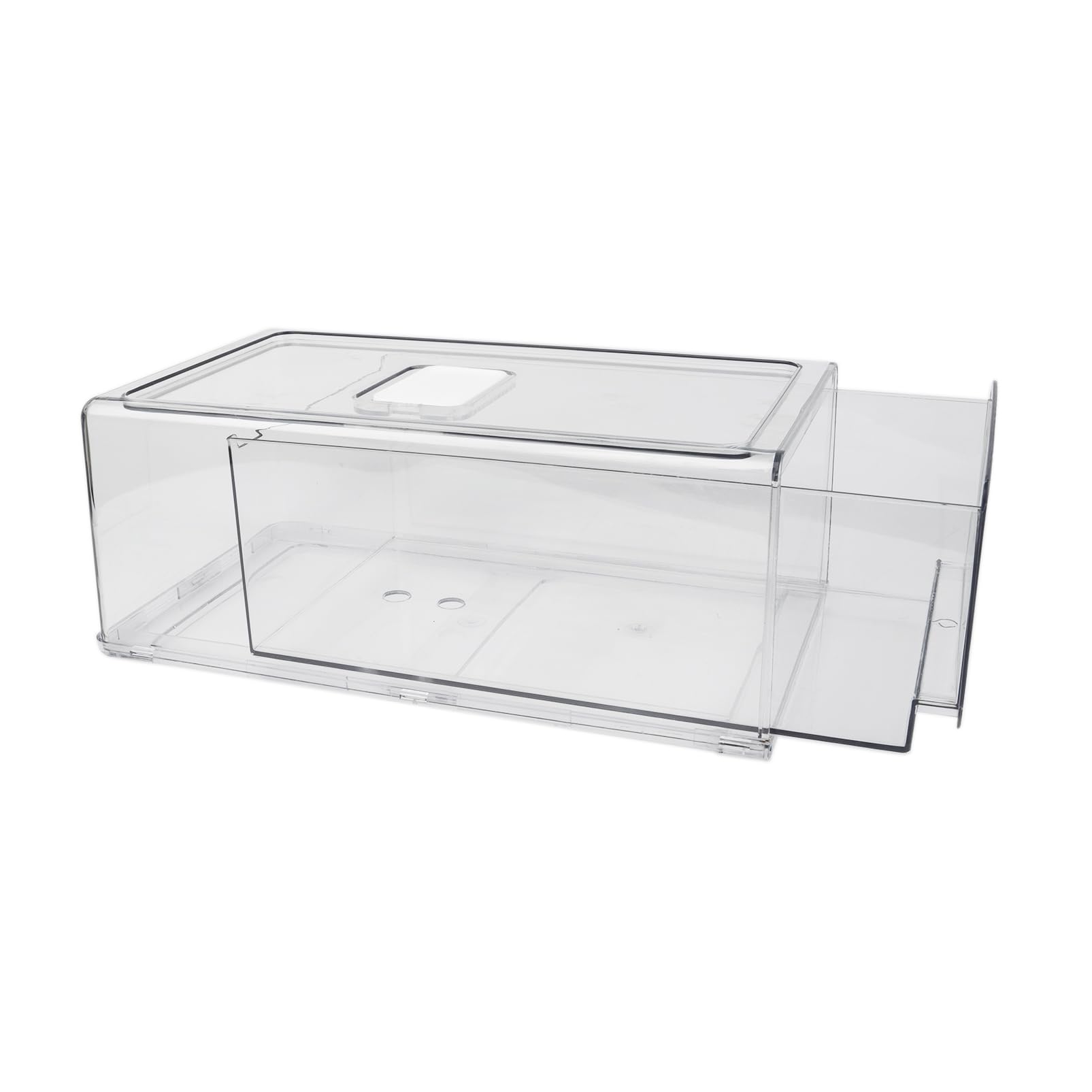 GREENTEC Fridge Organizer, Stackable Storage Container, Refrigerator Drawer, Pull Out Organization Bin for Kitchen, Closet, Sliding Freezer Organizer, Large, BPA Free