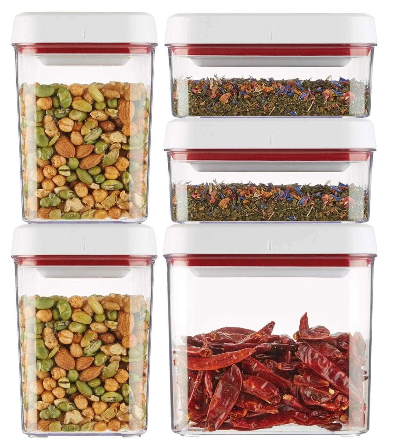 Zyliss Twist & Seal 5-Piece Storage Container Set - Airtight Food Storage Containers - Coffee, Sugar, Cereal, Flour, Pasta and Snack Containers - BPA-Free Food Storage - 5 Pieces