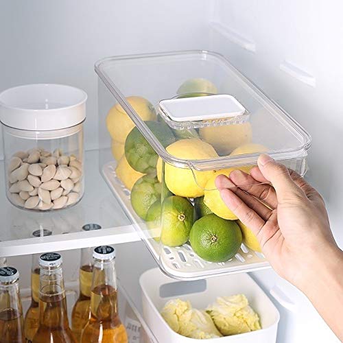 iPEGTOP Fridge Produce Saver Food Storage Bin Containers, Stackable Refrigerator Freezer Organizer Fresh Keeper Container with Vented Lids, 6 Pack