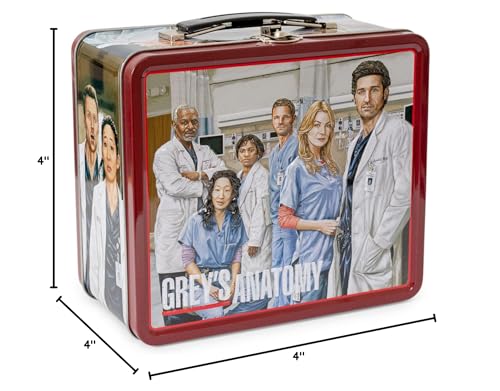 Retro Style Metal Tin Lunch Box Tote | Reusable Bag, Storage Organizer Container, Bento Box Accessories | Official TV Show Collectible | 8 x 7 x 4 Inches