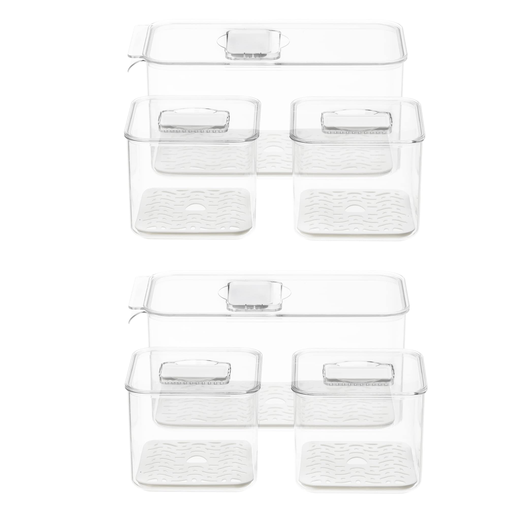 iPEGTOP Fridge Produce Saver Food Storage Bin Containers, Stackable Refrigerator Freezer Organizer Fresh Keeper Container with Vented Lids, 6 Pack