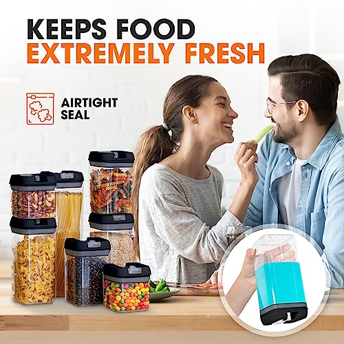 Cheer Collection Airtight Food Storage Containers, Kitchen Storage Containers for Pantry, Set of 7 Food Containers with Lids Airtight, Pantry Storage Containers & Organizers with Lids, Black