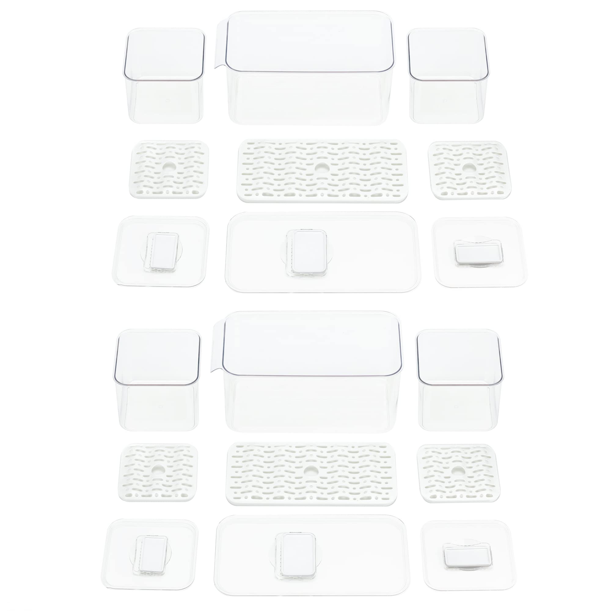 iPEGTOP Fridge Produce Saver Food Storage Bin Containers, Stackable Refrigerator Freezer Organizer Fresh Keeper Container with Vented Lids, 6 Pack